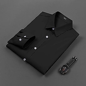 COOFANDY Mens Dress Shirts Long Sleeve Slim Fit Button Down Untucked Shirt Black