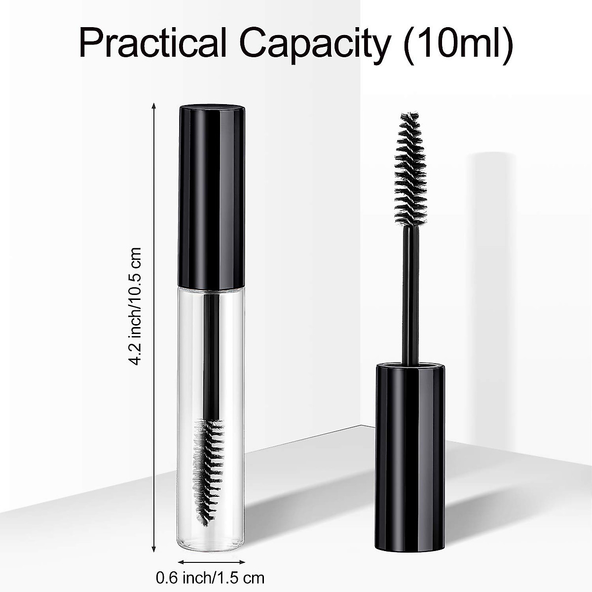30 Pieces 10 ml Empty Mascara Tubes Eyelash Wand Refillable Clear Bottles Cream Container with 4 Pieces Transparent Funnels Transferring Castor Oil for DIY Cosmetics (Black)
