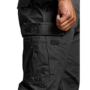 CQR Men's Tactical Pants, Water Resistant Ripstop Cargo Pants, Lightweight EDC Work Hiking Pants, Outdoor Apparel, Duratex Black, 46W x 30L