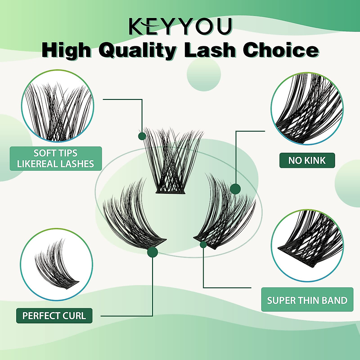Lash Clusters,96 Pcs Cluster Lashes C Curl 10mm DIY Lash Extensions Eyelash Clusters,KEYYOU Volume Wispy Individual Lashes Soft&Comfortable Easy DIY at Home(Y01,C-10mm)