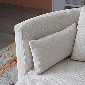 EXZLFA Oversized Round Foldable Sofa Sleeper Chair Bed， Fold Out Lazy Floor Recliner Convertible Two Layer Upholstered Wide Seat Couch with 3 Pillows for Living Room Bedroom Guest Room (Beige)