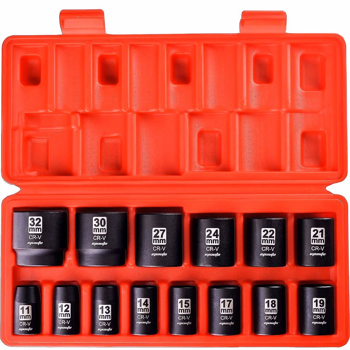 EPAuto 1/2-Inch Drive Click Torque Wrench 1/2-Inch Drive Metric Shallow Impact Socket Set, Cr-V