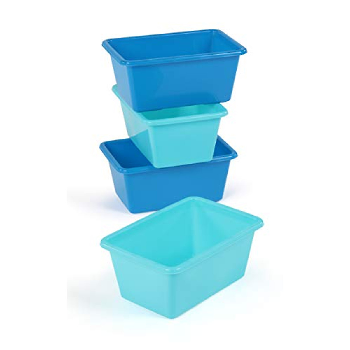 Humble Crew Small Plastic Storage Bins, Set of 4, Navy/Teal