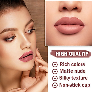 XINGXYUEL 3PCS Nude Lipstick Set Matte Lip Stick Waterproof Long Lasting Lipstick Non-Stick Cup Velvet Lip Gloss Lip Stain Professional Lip Makeup Matte Lipstick Set B