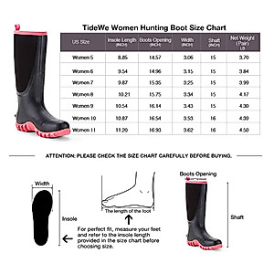 TIDEWE Rubber Boots for Women Multi-Season, Waterproof Rain Boots with Steel Shank, 6mm Neoprene Sturdy Rubber Outdoor Hunting Boots Next Camo G2 Size 7 (Pink)