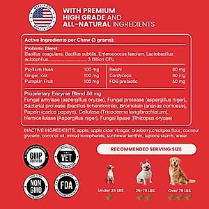 Barkletic Pet Probiotics for Dogs with Gutshroom – Digestive Health, Gut Flora, Allergy & Immune Support, Prebiotic, Enzymes, Natural Superfood, 3 Billion CFU, Free of Common Allergens | 60 Soft Chews