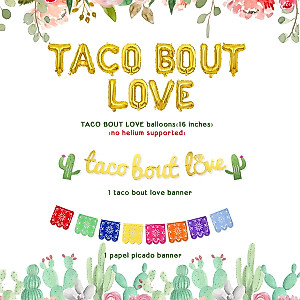 Fiesta Bridal Shower Decorations Mexican Taco Bout Love Balloon Cactus Garland Papel Picado Banner for Engagement Bachelorette Party