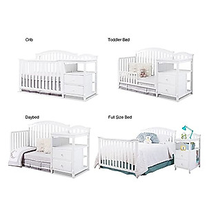 Sorelle Furniture Berkley Round Top Crib, Classic 4-in-1 Convertible Crib, Made of Wood, Non-Toxic Finish, Wooden Baby Bed, Toddler Bed, Child’s Daybed and Full-Size Bed, Nursery Furniture-White