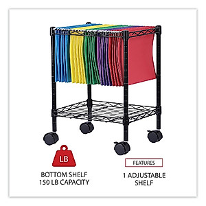 Alera FW601416BL Compact Rolling File Cart, 15 1/4w x 12 3/8d x 21h, Black