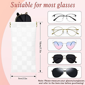 HIGH FIT eyeglasses bag Soft Glasses Pouch, Portable Squeeze Top Sunglasses Case Travel for Women Girls (White)