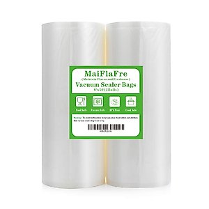MaiFlaFre 8x50 2 Pack Vacuum Sealer Bags Rolls with Commercial Grade, BPA Free, Heavy Duty, Great for Vac Storage, Meal Prep or Sous Vide