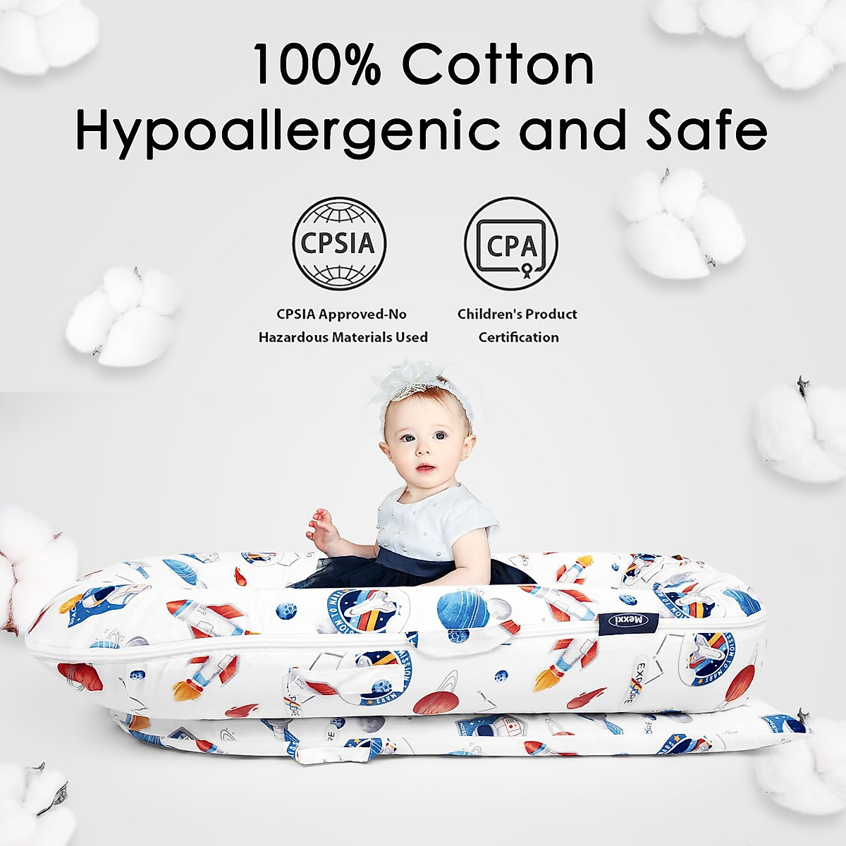 Infant Lounger Baby Nest Replacement Cover | Hypoallergenic | Premium | [Fits Dockatot Deluxe+] (Cover Only) (Driver Dinos)