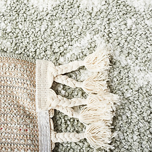 SAFAVIEH Berber Fringe Shag Collection Area Rug - 6'7" x 9', Sage & Ivory, Moroccan Design, Non-Shedding & Easy Care, 1.2-inch Thick Ideal for High Traffic Areas in Living Room, Bedroom (BFG516W)