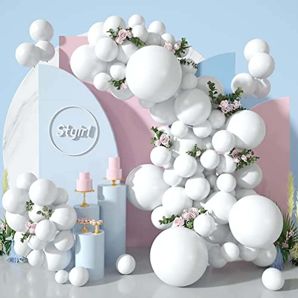 Styirl White Party Latex Balloons - 154 Pcs 5/10/12/18 inch Birthday Party Balloons for Halloween/Christmas/Graduation Decorations, Yellow Globos Ballons Decorations for Mickey Theme Party