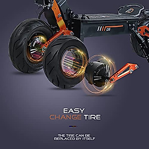 D5 Foldable Electric Kick Scooter High Power Dual Drive 5000W Motor Max Speed 60-70KM/H 12" Vacuum Off-Road Tire 48V 35AH Large Battery 37-74 Miles with Dual Hydraulic Shock
