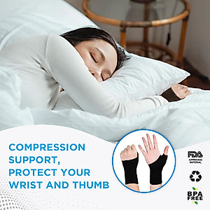 Dropsky Wrist Thumb Support With Gel Pad,Thumb Brace for Arthritis Pain and Support-Thumb Wrist Brace, Arthritis and Carpal Tunnel Pain- Left and Right Hand- Breathable, Lightweight, 4 pack-(Black)