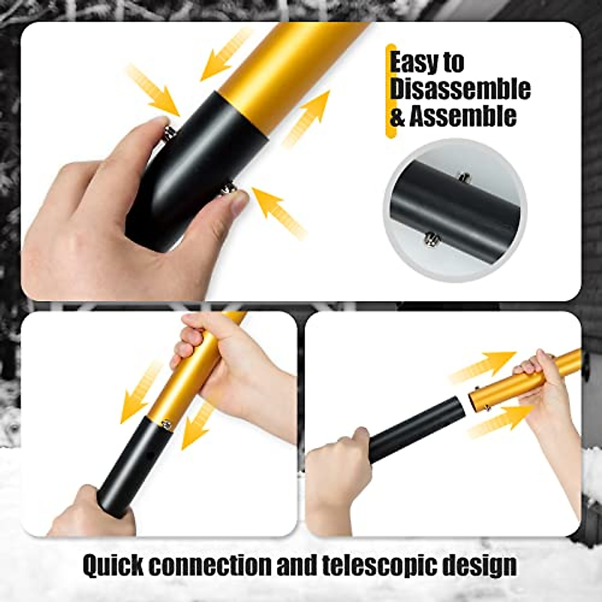 Goplus Snow Shovel for Car, 22”-32.5” Collapsible Portable Emergency Snow Removal Tool for Driveway Snowmobile Trunk, Lightweight Aluminum