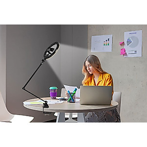 Streamcam Webcam Light Stand, 10'' Ring Light with Foldable Metal Arms Holder Compatible with Logitech StreamCam C920 Brio C930 C922 C925 C615 and Any webcams with 1/4''-20 Interface
