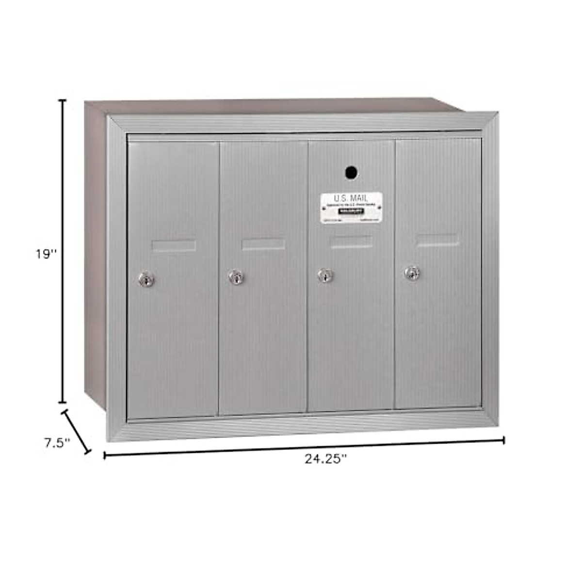 Salsbury Industries 3504ARU Recessed Mounted Vertical Mailbox with 4 Doors and USPS Access, Aluminum