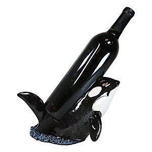 Ebros Deep Ocean Marine Orca Killer Whale Breaching Out of Water Wine Bottle Holder Statue 9.25" Long Nautical Sea Coastal Boating Fish Themed Storage Caddy Figurine