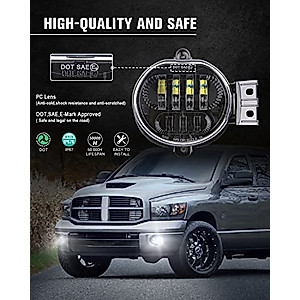 BICYACO New Version LED Fog Light Compatible with Dodge Ram 1500 2002-2008 Dodge Ram 2500/3500 Pickup Truck 2003 2004 2005 2006 2007 2008 2009-1 Pair Black