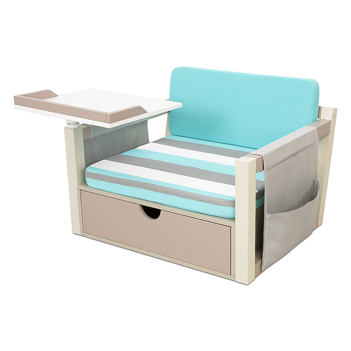 Little Tikes 2-in-1 Fun & Study Swivel Real Wood Desk with Chair Set, Fabric Cushion, Study Desk with Storage, Modern Design, Home & School- Kids Furniture for Children Girls Boys Ages 4-10 Year Old