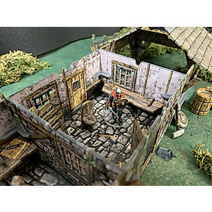 Battle Systems – Modular Fantasy Scenery – Perfect for Roleplaying and Wargames - Multi Level Tabletop Terrain for 28mm Miniatures – Colour Printed Model Diorama – DND Warhammer (Blacksmith's Forge)