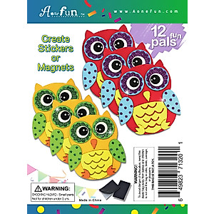 Owl Stickers Foam Crafts For Kids Magnet Kits for Kids Fall Crafts for Kids Preschool Crafts Kid Magnets Toddler Craft Kit Magnet Kids Owl Decal Party Crafts for Kids Childrens Magnets (12 Pack)