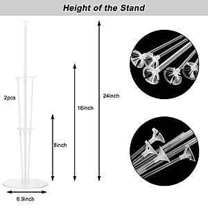 Rubfac 2 Sets Balloon Stands Kit Clear Balloon Stand for Table with Nano Glue, Balloon Holder for Birthday Party Wedding Festival Balloons Decorations