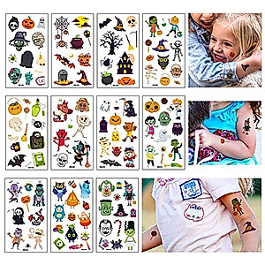 346 PCS Halloween Temporary Tattoos - CupaPlay - Pumpkin/Bats/Witch/Monster/Trick or Treat - Party Goodie Bag Stuffers Favors(33 Sheets)