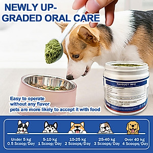 Dog Teeth Cleaning Powder, Dog Plaque and Tartar Remover, Dog Breath Freshener, Teeth Cleaning Made Easy, Targets Tartar & Bad Breath, Healthy Mouth for Dogs, Formulated for Small, Medium, Large Dogs