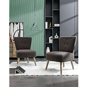 Dark Grey Accent Chair, Unique Chairs Armless Wool Comfy Modern Home Furniture for Living Room 26.38" L X 22.05" W 33.86" H