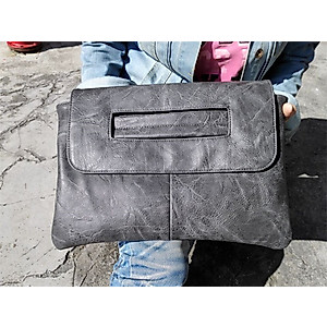 NIGEDU Women Handbags PU Leather Female Clutch Handbag Messenger Bag Large Solid High Capacity (Black)