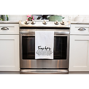 Handmade Teacher Kitchen Towel - Definition of a Teacher - 100% Cotton Hand Towel for Teacher Appreciation - 28x28 Inch Perfect Teacher Gifts from Student-Housewarming-Christmas Gift (Teacher)