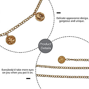 Reetan Metal Chunky Layered Body Chain Gold Coin Waist Chains Rave Party Body Jewelry Accessories for Women and Girls
