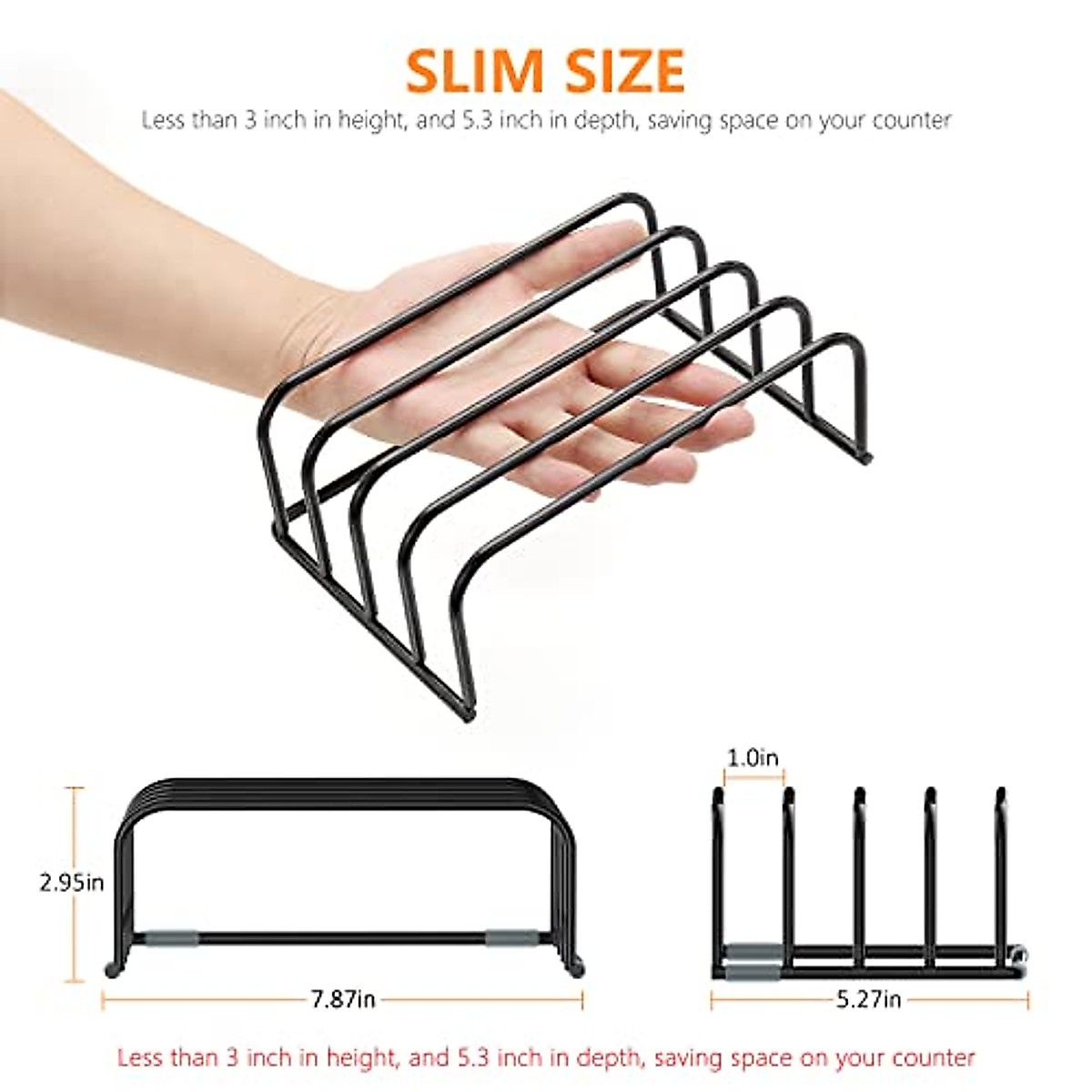 KORRTFID Cutting Board Storage Rack, Compact Cutting Board Organizer, Cutting Board Stand Holder, Bakeware, Cookie Sheets Organizer(1.0 Inch Width Slots)