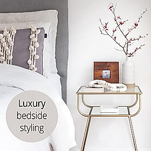 STRONA 13" White Marble Chain Link Decor with Brass Detail - Marble Decor, Coffee Table Decor, Bookshelf Decor, Rustic Farmhouse Shelf Decor, Modern Bedroom and Living Room Decorative Accent