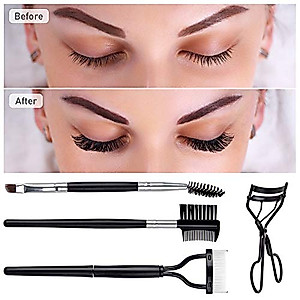 Eyelash Comb Brush Tools EBANKU 4pcs Eyebrow Brush Comb Eyelashes Curler Lash Separator Tool Double Ended Professional Eye Brow Spoolie Brushes for Makeup Grooming (Black)