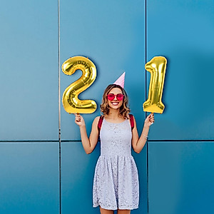 TONIFUL Number Balloons 16 Inch Gold 0-9 Number Mylar Foil Balloons 10 Pcs Gold Custom Digital Balloons for Birthday Party Engagement Graduations Anniversary Baby Shower Decorations Party Supplies