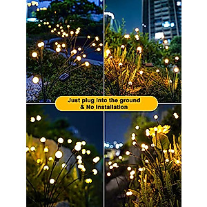 Solar Outdoor Lights 2 Pack 10leds Solar Firefly Lights Outdoor Waterproof Starburst Swaying Solar Garden Lights, Sway By Wind, Christmas Outdoor Solar Lights Decorative For Yard Pathway Warm White