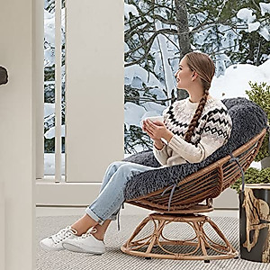 ROYALAY Faux Fur Cover for Papasan Cushion with Fluffy Plush, Faux Fur Shaggy Slipcover, Removable Chair Cushion Cover with 8 Ties-Cover Only-Fit 44-48 in (Dark Grey, 50 in)