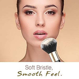 Luxspire Powder Makeup Brush, Flat Kabuki Brush, Single Large Makeup Brush Soft Face Mineral Powder Foundation Brush Blush Brush for Blending Makeup, Black & Gold