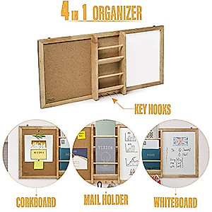 Prosumer's Choice Magnetic Whiteboard & Corkboard Combination, Combo Dry Erase White Board & Cork Board, Message Board with Key and Mail Organizer, Perfect for Office & Home & Kitchen | Bulletin Board