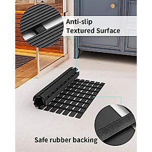 Shower-Mat Non Slip, PADOOR Heavy Duty Bathtub-Mat Curlable Quick Drain Sturdy Bath Tub Mat Without Suction Cups for Indoor Outdoor Use 17x26 Inch Black