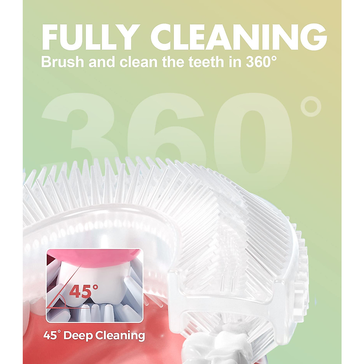 EW East Water Kids Electric Toothbrushes, Toddler Electric U Shaped Toothbrush, Kids Automatic Toothbrush with 5 Ultrasonic Cleaning Modes, Rechargeable Kids Electric Toothbrushes