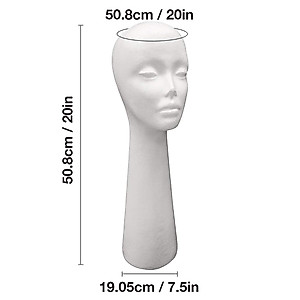 STUDIO LIMITED 20 Inch Long Neck Styrofoam Mannequin Head for Wig Display, White Foam (1 PC)