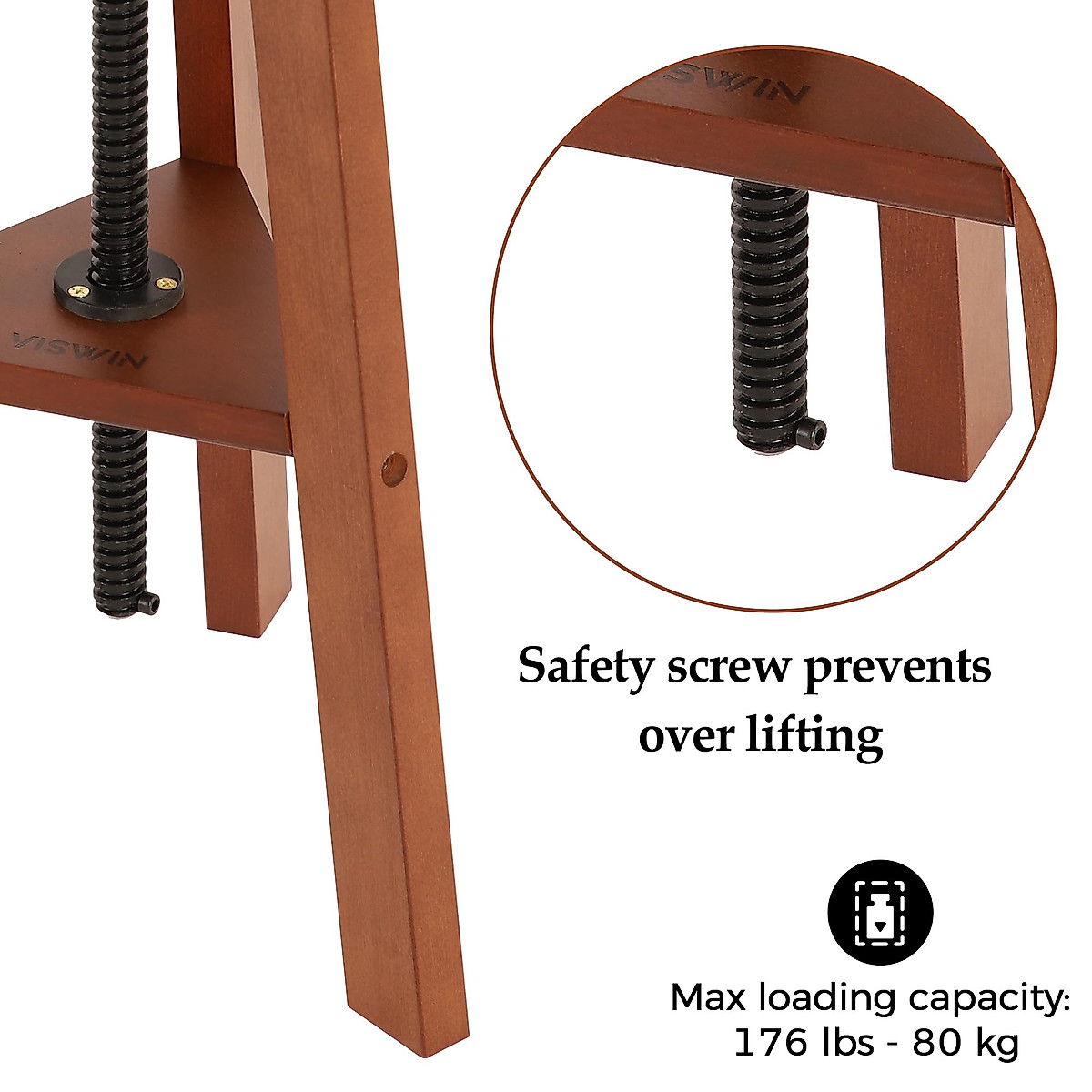 VISWIN 19"-26" H Wooden Adjustable Height Stool, Beech Wood Artist Stool for Drafting Table, Painting Stool for Artists, Adults, Wood Chair for Bar, Kitchen, Home Use, Office, Studio