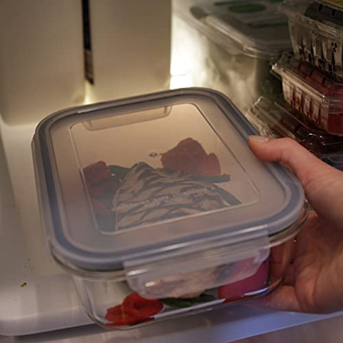 3 Pack Glass Meal Prep Containers for Food Storage and Prep w/Snap Locking Lids Airtight & Leak Proof - Oven, Dishwasher, Microwave, Freezer Safe - Odor and Stain Resistant (6 total pieces)