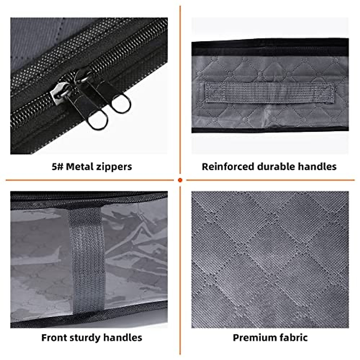 Uidducpu Clothes Storage Bags Under Bed Storage Containers,Foldable Storage bins with Clear Windows and Reinforced Handles,for Clothing, Blanket, Sweaters, Comforter,Toys,Grey, 4-Pack