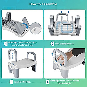 Welspo Folding Step Stool for Kids, Toddler Step Stool with Handle for Bathroom Sink,Toilet, Plastic Child Step Stool with Faucet Extender Non-Slip for Boys and Girls, Gray